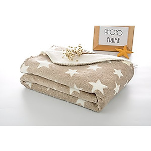 Baby Plush Blanket Security Blanket Double Layer Star Print Sherpa Coral Fleece 30x40 INCH (Camel)