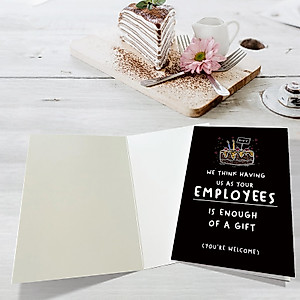 Obbyidk Funny Happy Birthday Card for Employer Leader, Birthday Card for Boss Managers, Happy Boss’s Day Card Gift, As Your Employees Is Enough of a Gift