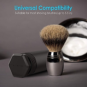Enerfort Shaving Brush Travel Case, Shave Brush Holder Stand with Adjustable Height Compatible Most of Shaving Brushes (Brush not Included) (Black)