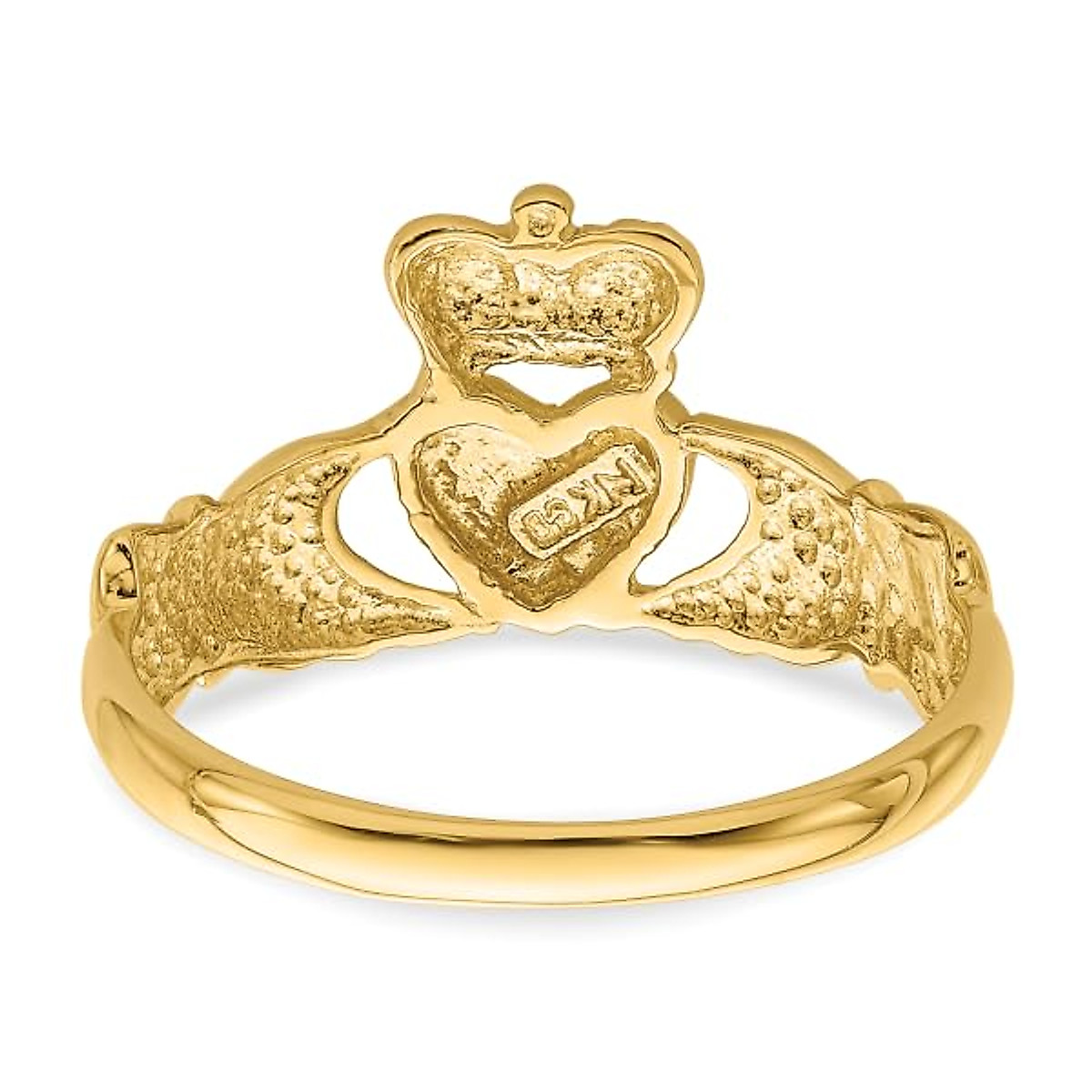14K Yellow Gold Heart Love Irish Claddagh Celtic Ring Jewelry Size 7.00