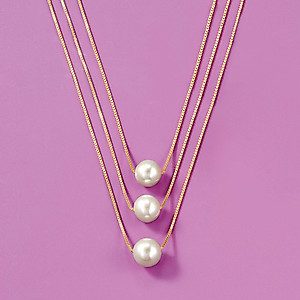 Ross-Simons 9-9.5mm Cultured Pearl 3-Strand Layered Necklace