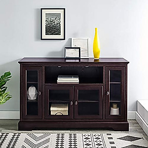 Walker Edison Traditional Wood Universal TV Stand for TV's up to 58" Flat Screen Living Room Entertainment Center, 52 Inch, Espresso Brown