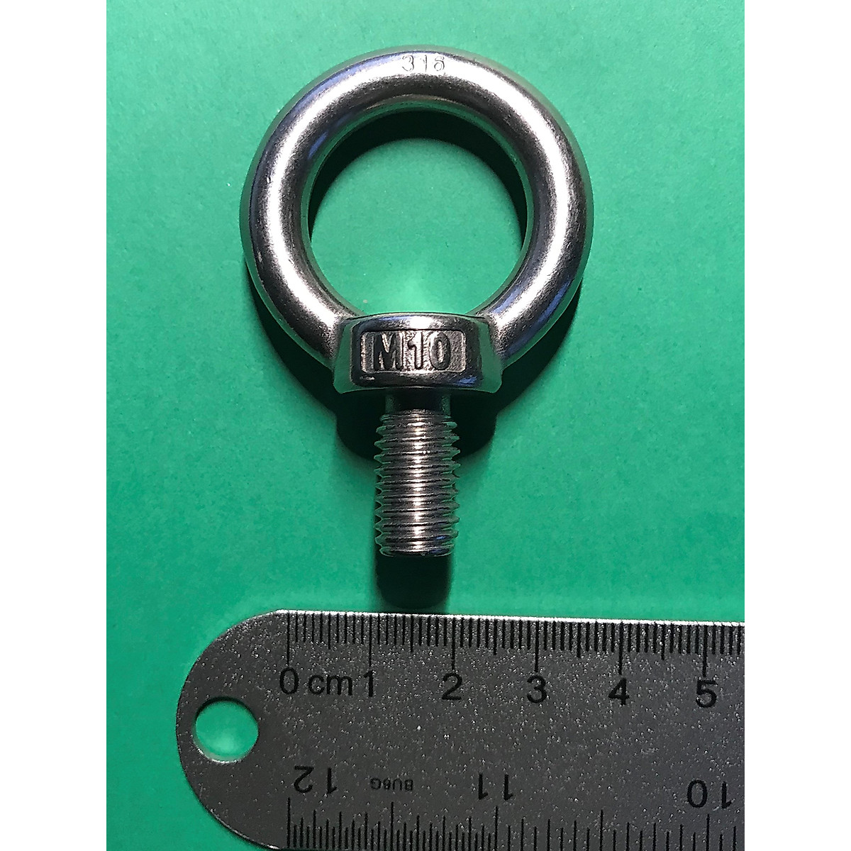 US STAINLESS 2 Pieces Stainless Steel 316 Lifting Eye Bolt 10mm M10 Marine Grade Pitch of 1.5
