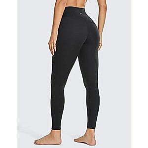 CRZ YOGA Womens Butterluxe Cross Waist Workout Leggings 25 Inches - V Crossover High Waisted Gym Athletic Yoga Leggings Black Small