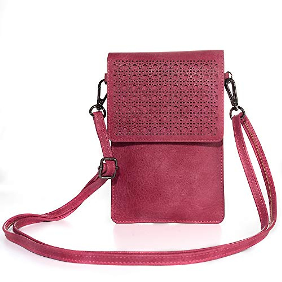 Clear Window Crossbody Bag Phone Purse Pouch Case for iPhone 11 Pro Max/iPhone X/XS/XR/XS Max / 8 7 Plus/iPhone SE 2020 / Google Pixel 4 / 3a / 3 XL (Pink)