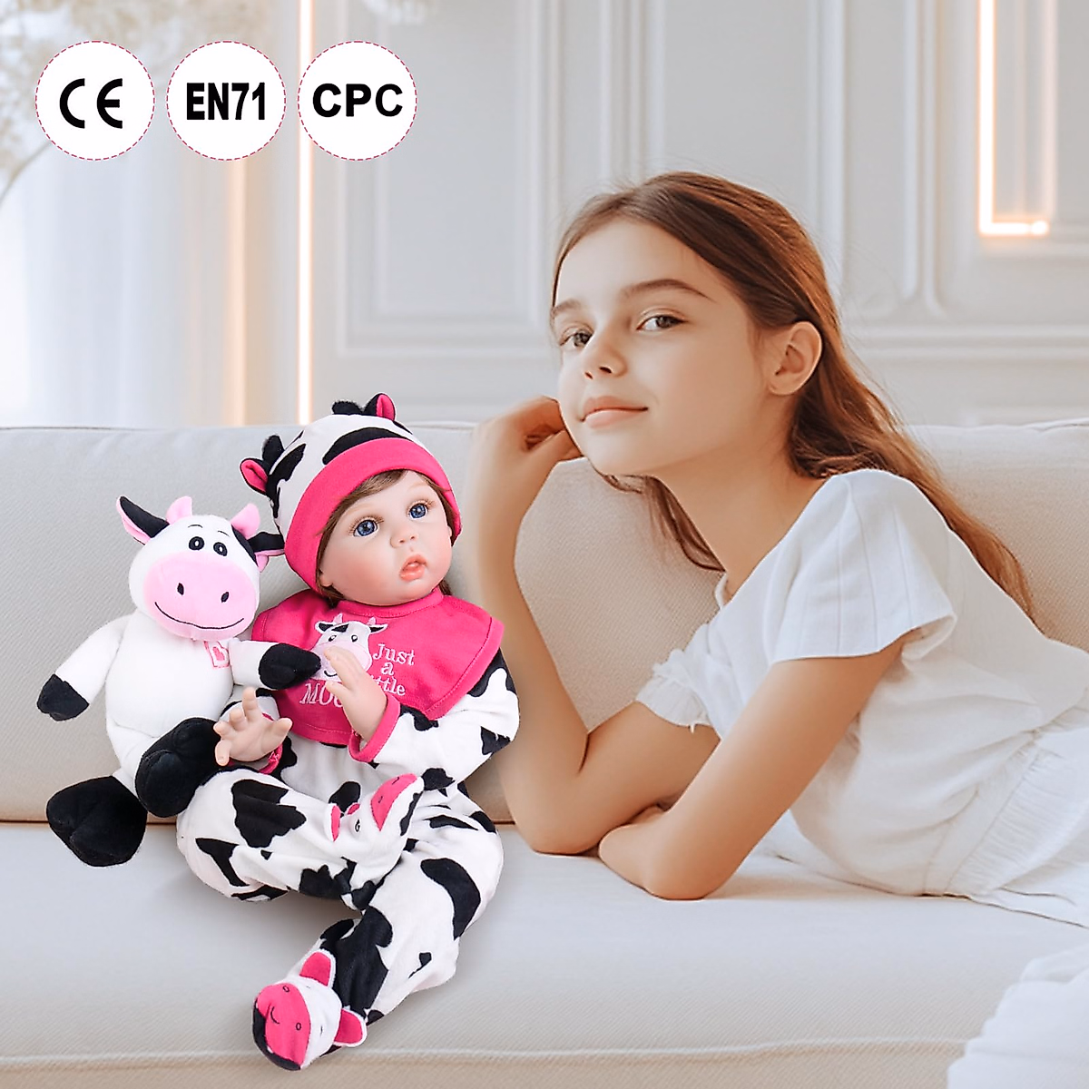 Aori Reborn Baby Dolls - 22" Realistic Newborn Girl Doll, Lifelike Baby Girl Dolls, Gift for Kids, Grandma, Collectors