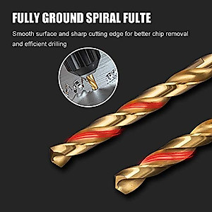 Hymnorq Jobber Length Mini Twist Drill Bits Set of 60pcs Six Fractional Inch Sizes, 3/64 1/16 5/64 3/32 7/64 1/8 Inch Titanium Coated HSS 4341 for Wood Plastic and Soft Metal Sheet