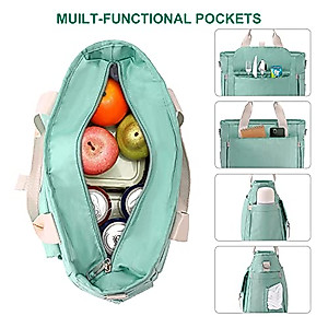 Wesugeyo Mcvotcot Lunch Bag for Women, Insulated Lunch Box Work, Adult Meal Prep Tote Bag, Extra Large Lunch Cooler Purse with Side Pockets Detachable Shoulder Strap for Picnic, Boating, Camping