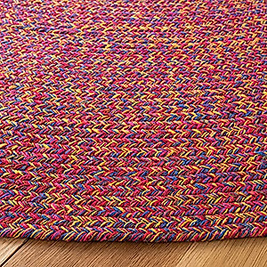 SAFAVIEH Braided Collection 3' Round Red/Yellow BRD351Q Flatweave Cotton Living Room Dining Bedroom Foyer Area Rug