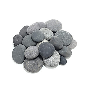 AA Plus Shop 50 Lb. Premium Black Grey Mexican Beach Pebbles 3-5 inches, Decor, Garden, Landscape, Pathways, Backyard, Rock Pebble