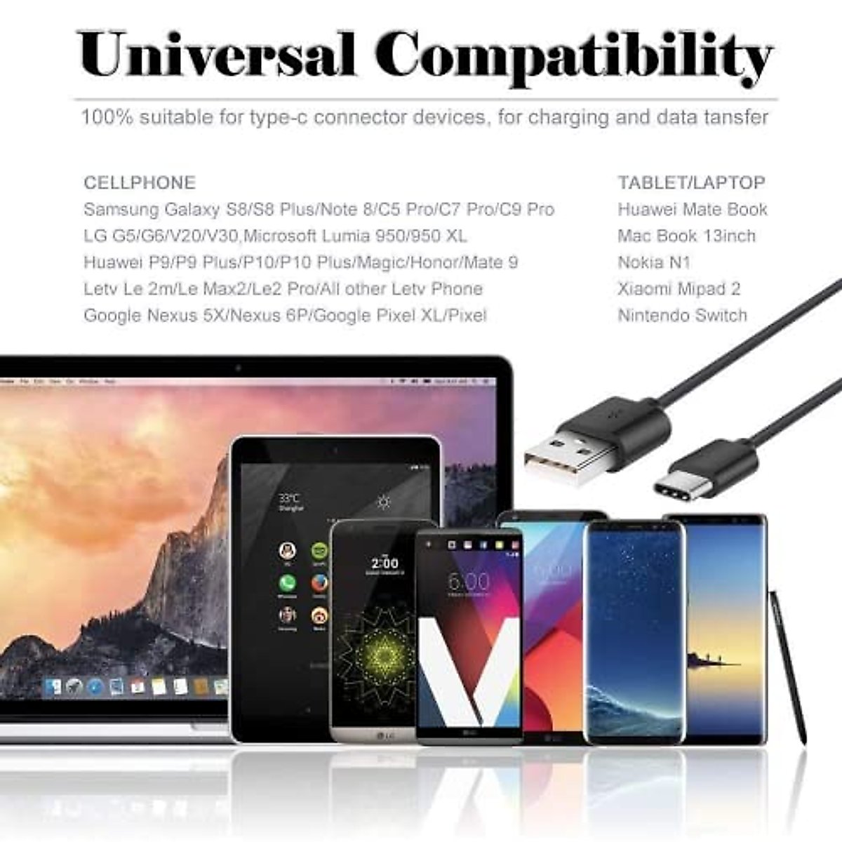 Fast Charger with USB Type C 6.6FT (2m) Cable & OTG Adapter for Samsung Galaxy S9/S9 Plus/S8/S8 Plus/S10/S10e/S10 Plus/Note 8/Note 9/Note 10/A01/A13/A03s/A21/A30/A31/A32/A33 /A51/A52/A53/A71/S20/S21