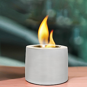 Table Top Fire Pit Bowl - Concrete Tabletop Fireplace Portable Rubbing Alcohol Burner Long Time Burning Smokeless Fire Pit for Patio Decor Smores Maker with Extinguisher White Elephant Gift
