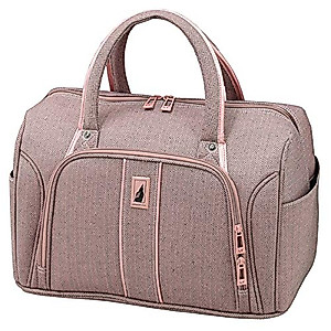 LONDON FOG Newcastle Softside Expandable Spinner Luggage, Rose Charcoal Herringbone, 4 Piece Set