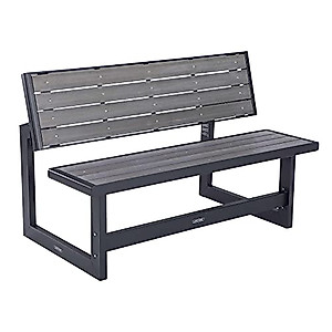 Lifetime 60253 Outdoor Convertible Bench, 55 Inch, Harbor Gray & Keter Solana 70 Gallon Storage Bench Deck Box, Front Porch Decor and Outdoor Seating, Grey