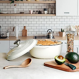 NUTRIUPS Enameled Cast Iron Dutch Oven Pot with Lid Heavy Duty Cast Iron Pot 3-Quart (Oyster White)