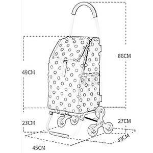SH-gwtc Shopping Trolley,Foldable Shopping Cart 6 Wheels Climbing Trolly/Aluminum Alloy/Waterproof Shopping Bag/Collapsible Push Pull Carts 48L (Color : C)