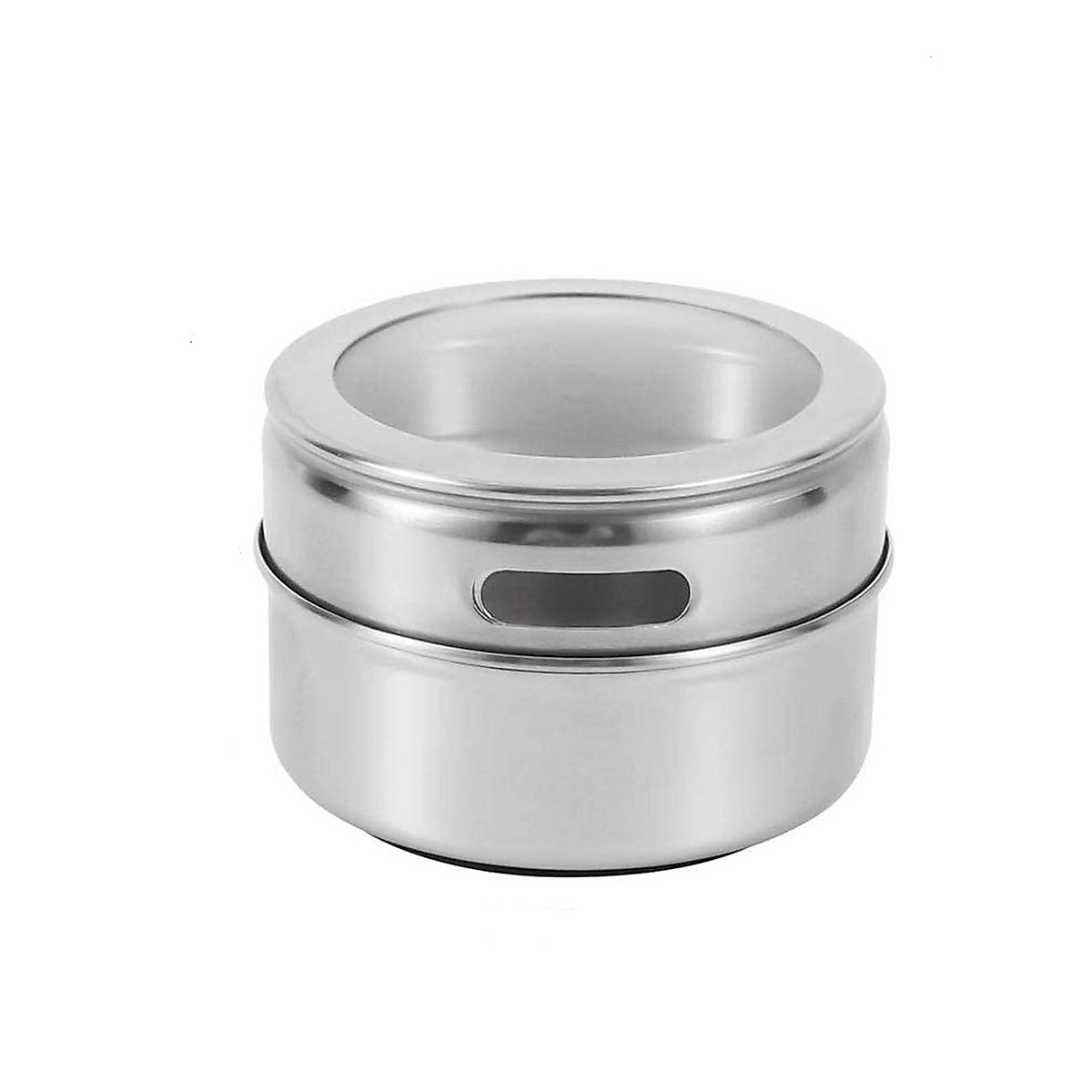 Beeyoka Magnetic Spice Jars,12 Pcs Stainless Steel Spice Tins with Lid and Small Holes for Sprinkle Rust Free Easy to Clean Includes 94 Labeling Stickers