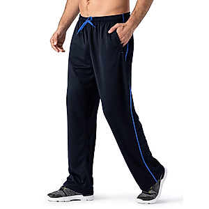 MAGNIVIT Men's Gym Pants Loose Fit Fitness Workout Sweatpants with Zipper Pockets Blue