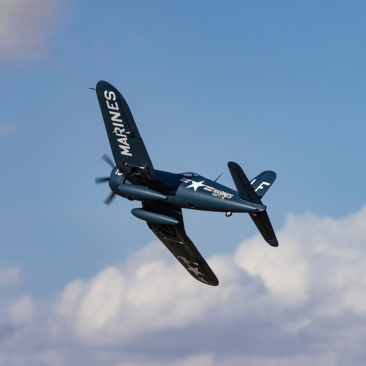 E-flite RC Airplane F4U-4 Corsair 1.2m BNF Basic Transmitter Battery and Charger Not Included with AS3X and Safe Select EFL18550