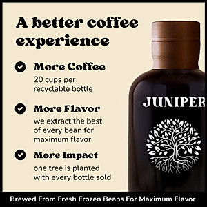 Juniper Ultra Coffee (Decaf) : Caffeine Free Organic Coffee Concentrate - 0mg of Caffeine per serving - Create Delicious Iced or Hot Coffee in an Instant with 20 Servings Per Bottle.