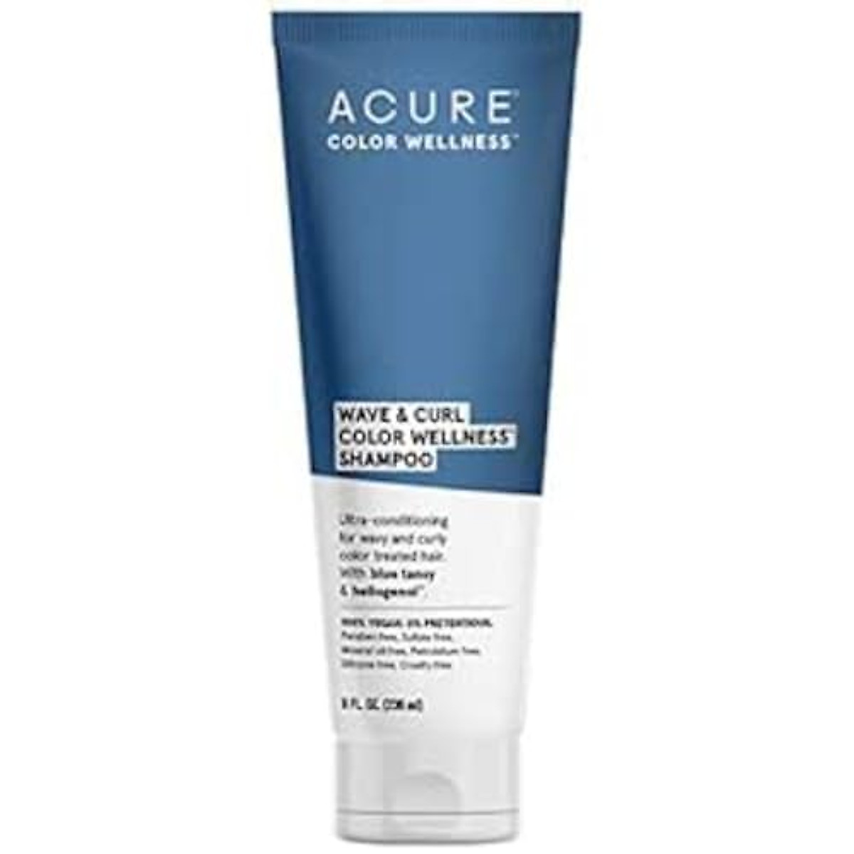 ACURE Wave & Curl Color Wellness Shampoo | 100% Vegan | Performance Driven Hair Care | Blue Tansy & Sunflower Seed Extract - Ultra-Conditioning For Wavy & Curly Color Treated Hair | 8 Fl Oz