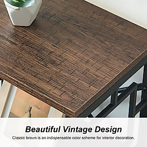 Freexployer Bookshelf, Vintage Industrial 4 Tier Bookshelf, Freestanding Narrow Bookcase with Rustic Wood and Metal, Small Bookshelf for Home Office, Bedroom & Living Room, Retro Brown