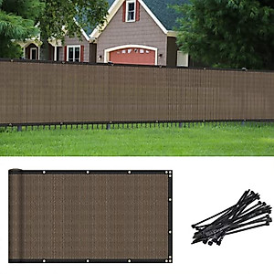 COARBOR 9'x123' Privacy Fence Screen Cover Mesh Blocker with Brass Grommets 180GSM Heavy Duty Fencing for Outdoor Back Yard Patio and Deck Backyard Garden Blocking Neighbor Brown-Customized