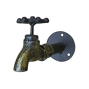 CVHOMEDECO. Zinc Alloy Water-tap Towel Hook Wall or Door Hanger Clothes Coat Hooks Hat Scarf Bags Holder Garden Flower Basket Hanger Antique Bronze Hook. 5-1/2 X 3-1/8 Inch (Plate Dia.)