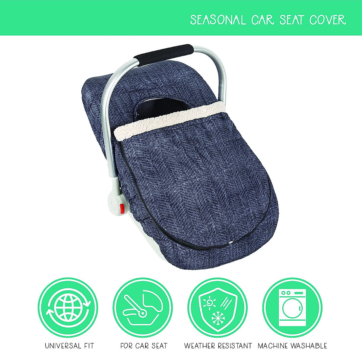 The Peanutshell Car Seat Cover, Winter Carseat Canopy, Grey Herringbone