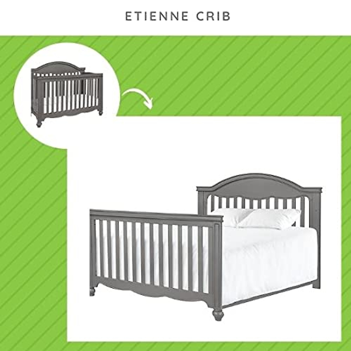 CC KITS Full-Size Conversion Kit Bed Rails for Million Dollar Baby Ashbury, Durham, Etienne, Foothill, Louis & Wembley Cribs (Manor Grey/Slate)