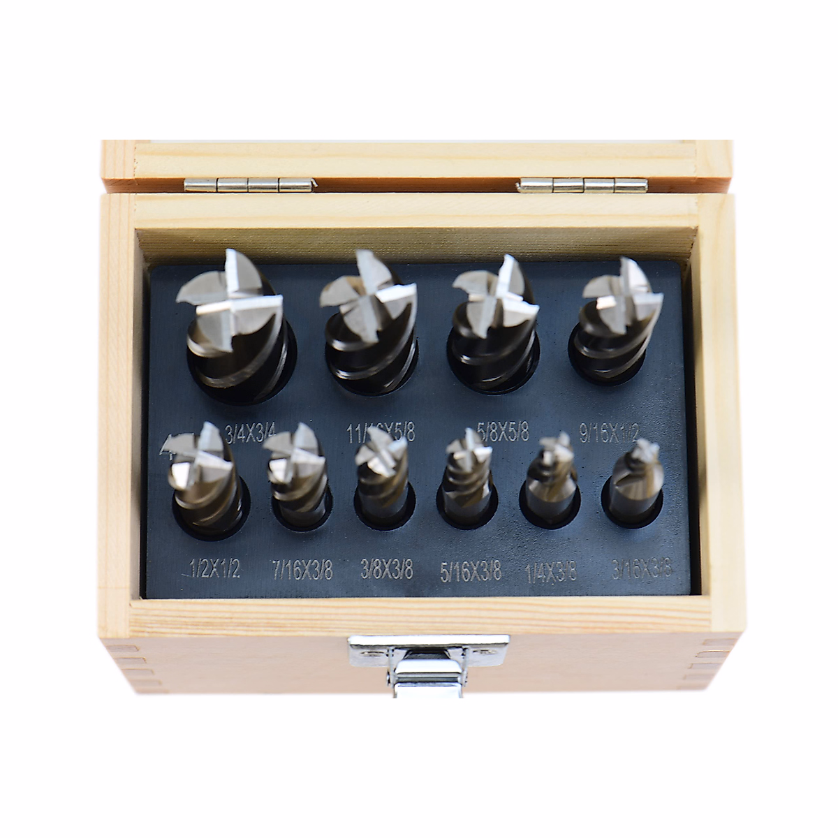 Shars 3/16-3/4" 4 Flute HSS Single End Center Cut End Mill Set 10PCS 404-5872 M)