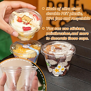 Qinsihwn 50 Pack 8 OZ Disposable Plastic Cups with Lids,Clear Dessert Cups Plastic Containers with Lids for Drink,Yogurt,Parfaits,Soups,Snacks,Salad,Fruit