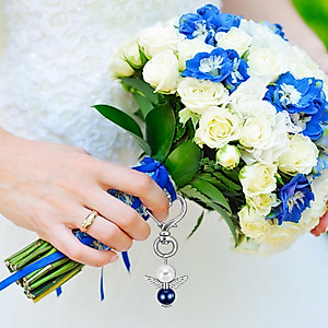 HOWAF Something Blue for Bride to Be on Wedding Gifts for Daughter - 1pcs Wedding Day Card 1pcs Angel Bouquet Garter Clip 1pcs Blue Organza Bag from Mom Dad Grandma Sister Friends