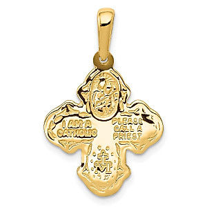 IceCarats 14K Yellow Gold Four Way Holy Cross Religious Medal Necklace Christian Pendant Scapular Charm 28mm x 17.75mm Only