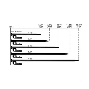 CAMPINGMOON 8pcs Carbon Steel S45C Black Coating Tent Stake for Hard Ground (【11.81-inch 8pcs set】)