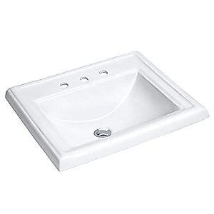 Miseno MLD-2318-3-W Miseno MLD-2318-3 23" Drop In Bathroom Sink with 3 Holes Drilled and Overflow