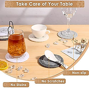 8 Pieces Coasters for Drink Absorbent, Billbotk Mandala Drink Coasters with Holder, Woven Coasters Set for Coffee Table, Wooden Table and Home Decor, 4.3 Inches