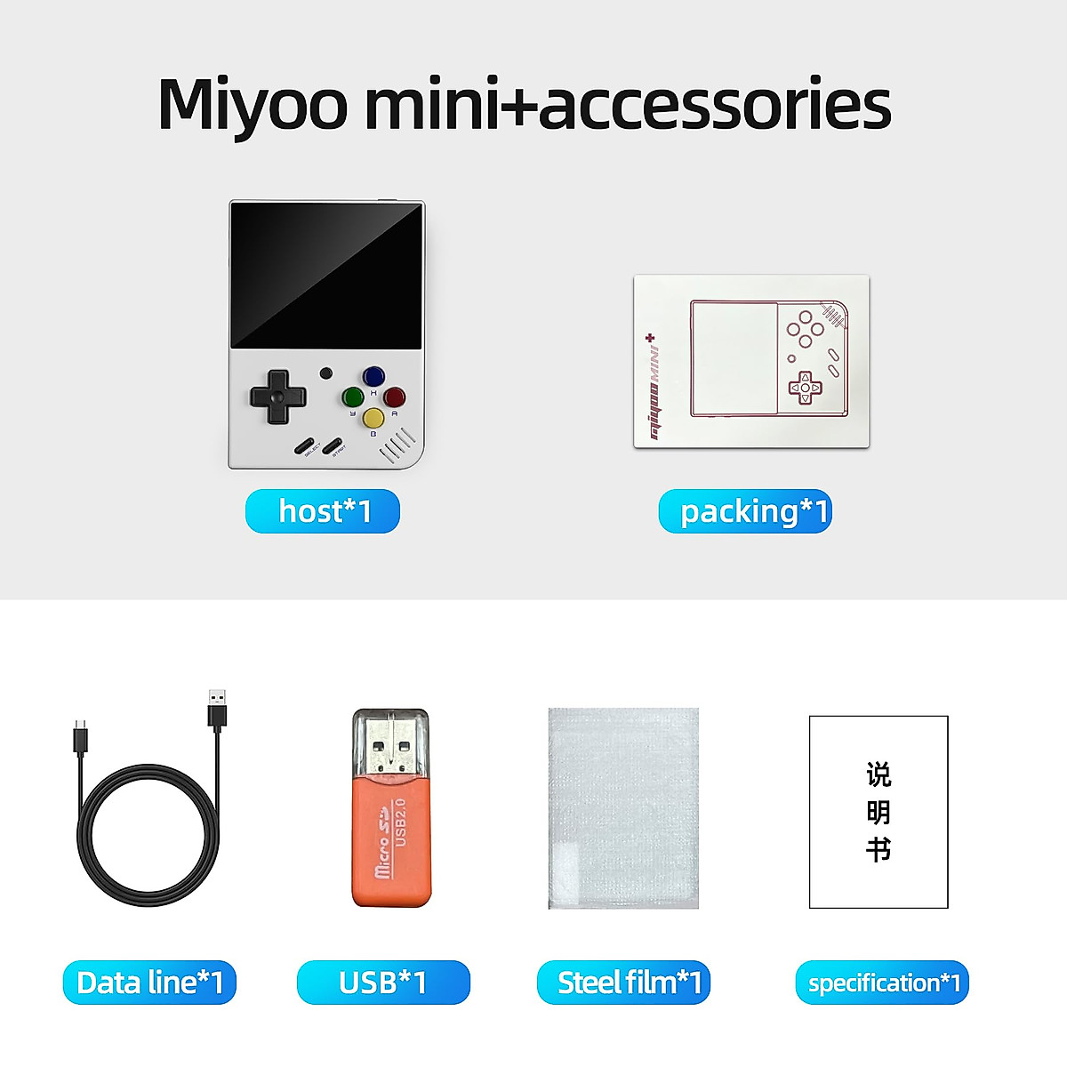 Miyoo Mini Plus, Retro Handheld Game Console 3.5-inch IPS Full Screen / 10,000+ Games / WiFi Support / 64 GB TF Card / 3000mAh Battery Life 7+ Hours (White)