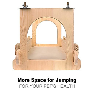 YKD Chinchilla Wood Suspension Bridge, Hanging Large Small Animal Wooden Bridge Platform, Small Animals Habitat Toy for Chinchillas Sugar Gliders Rats Squirrel