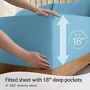 LuxClub 6 PC Full Size Sheet Set Sheets Deep Pockets 18" Eco Friendly Wrinkle Free Cooling Sheets Machine Washable Hotel Bedding Silky Soft - Denim Full