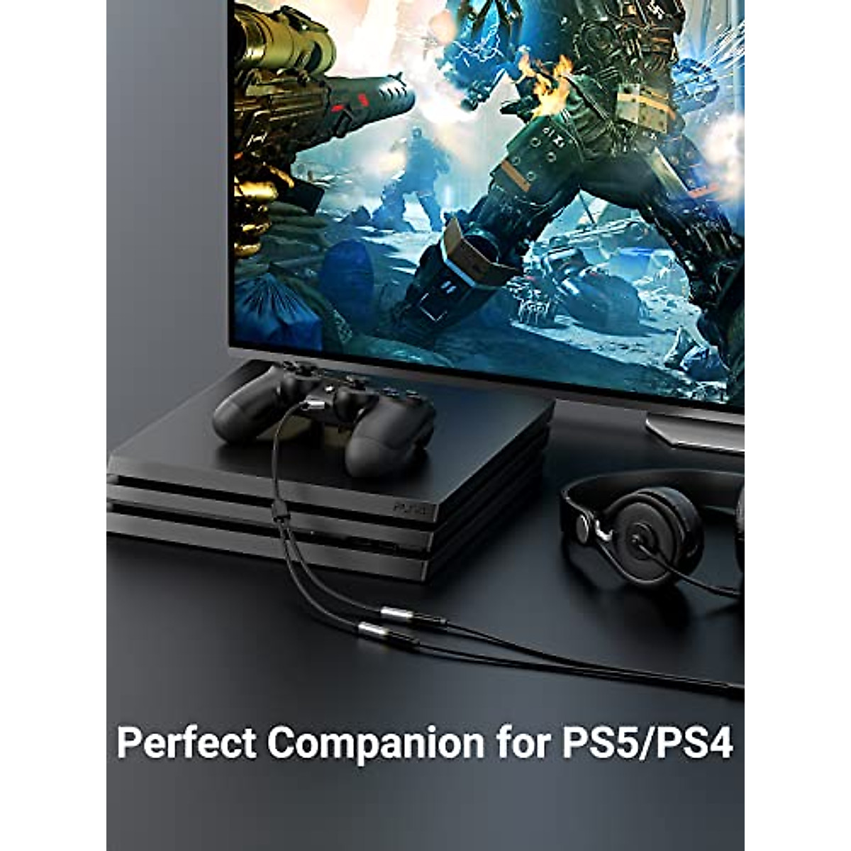 UGREEN Headphone Splitter 3.5mm 2 Female to 1 Male Mic and Audio Y Splitter TRRS Headset Adapter Cable Stereo Compatible with Laptop PS4 Xbox PC Phone Tablet Gaming