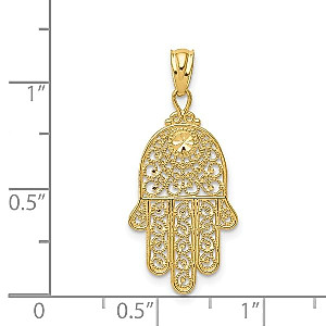 14K Yellow Gold Hand of God Necklace Judaica Religious Pendant Israel Charm 29mm x 14mm Only
