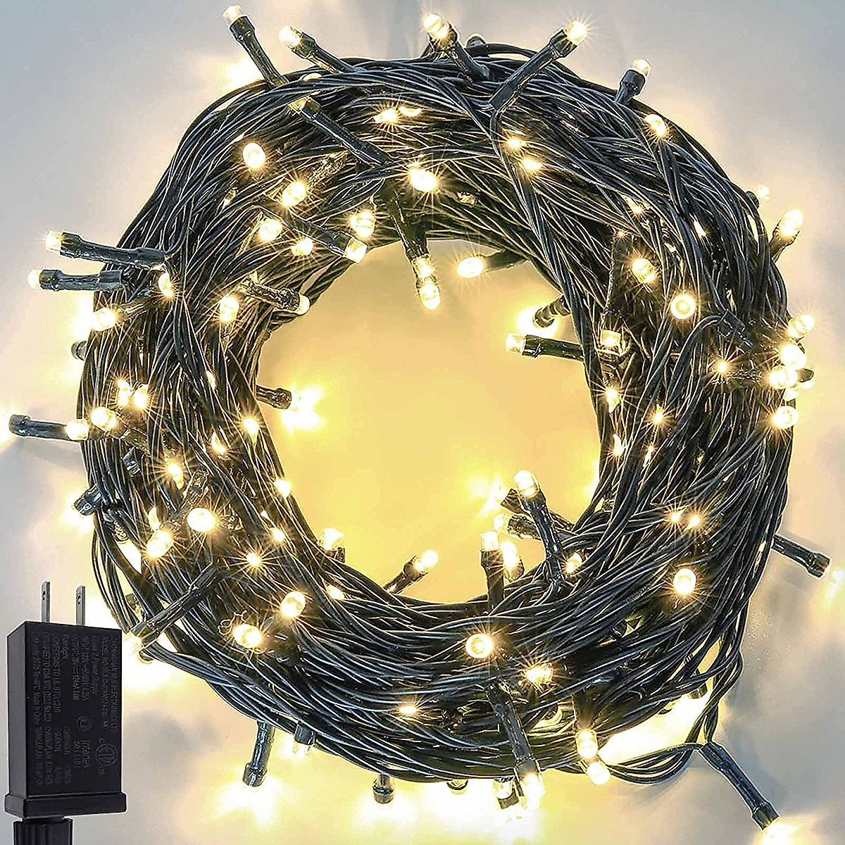 YIQU Extendable Super-Long 95FT 240 LED Christmas String Lights Outdoor/Indoor, Green Wire Christmas Tree Lights Plug in String Lights for Xmas Decorations Party Wedding Garden (Warm White)