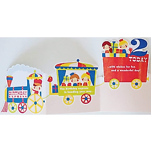 Greeting Card Happy 2nd Birthday Circus Carnival Train Themed Second Two 2 Years Old