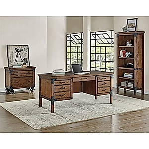 Pemberly Row Rustic Open Wood Bookcase in Brown