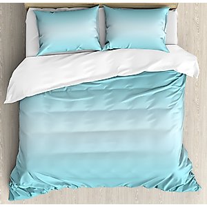 Ambesonne Ombre Duvet Cover Set, Open Blue Sky on a Spring Day Inspired Vivid Blue Colored Modern Nature Design Art, Decorative 3 Piece Bedding Set with 2 Pillow Shams, Queen Size, Turquoise