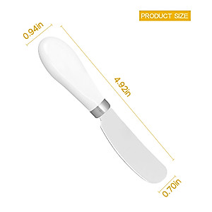 LINKIM BOLLY 2 Pcs Butter Knife Stainless Steel Butter Spreader Knife with White Porcelain Handle for Spreading Jam, Pastry and Cold Butter Multipurpose Kitchen Gadget