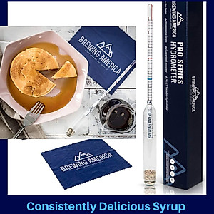 USA Made Maple Syrup Hydrometer Density Meter for Sugar and Moisture Content Measurement for Consistently Delicious Pure Syrup – Made in America - BRIX & Baume Scales - Easy Read Red Line Calibrated