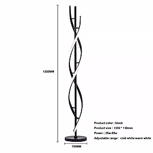 JUTIFAN LED Spiral Floor Lamps for Living Room with Remote, 35W Dimmable Standing Lamp for Living Room, 54" LED Modern Spiral Floor Lamp, 3 Adjustable Color Corner Modern Reading lamp for Bedroom