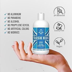 Fresh Kidz Hair & Body Wash for Kids and Teens - Gentle Bath and Shower Cleanser for All Skin Types - Boys Blue, 16.9 Fl.Oz.